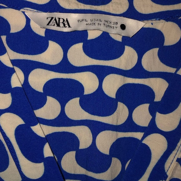 Zara | Dresses | Zara Blue White Pattern Dress | Poshmark